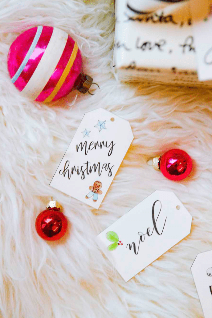 Hand Lettered Christmas Gift Tags - Free Printable - Modern Glam