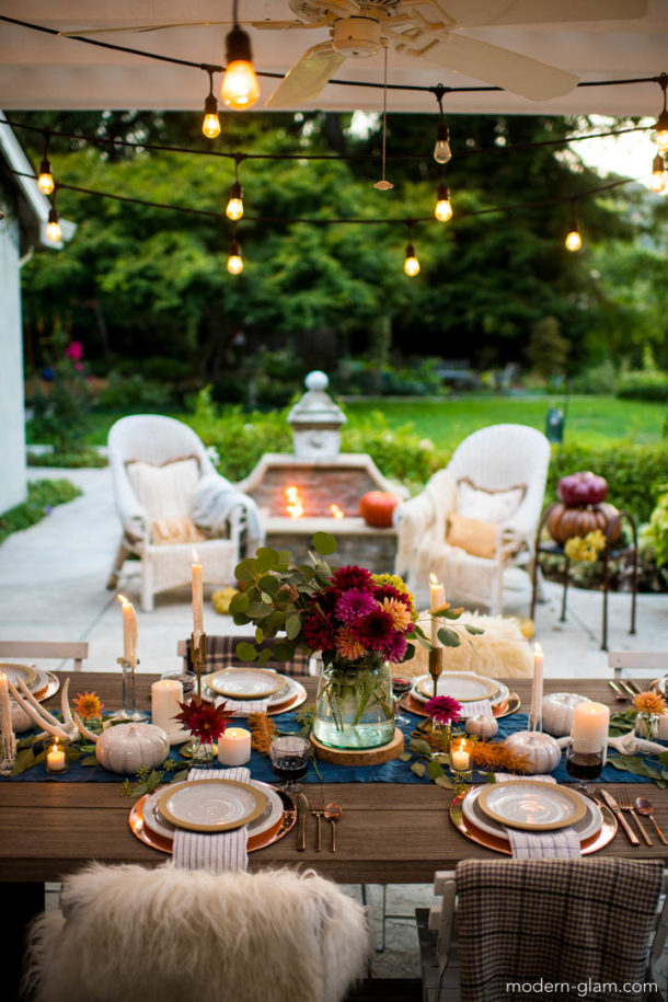 Outdoor Fall Tablescape - An Autumn Harvest Table - Modern Glam