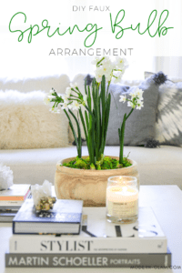 Spring Coffee Table Styling with a DIY Bulb Arrangement - Modern Glam