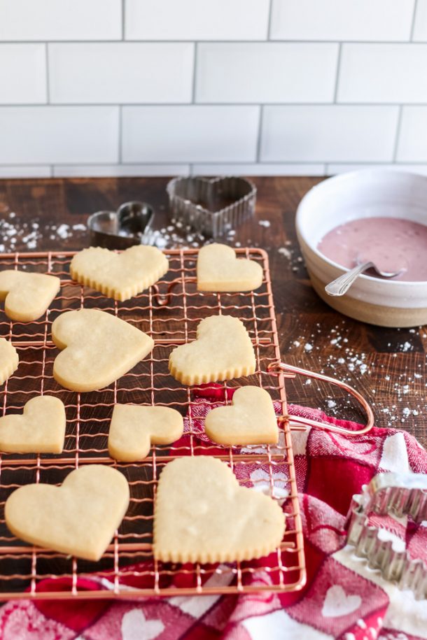 Shortbread Cutout Cookies with Raspberry Glaze - Modern Glam