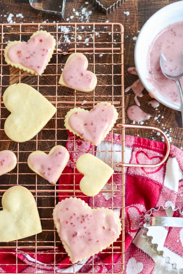 Shortbread Cutout Cookies with Raspberry Glaze - Modern Glam