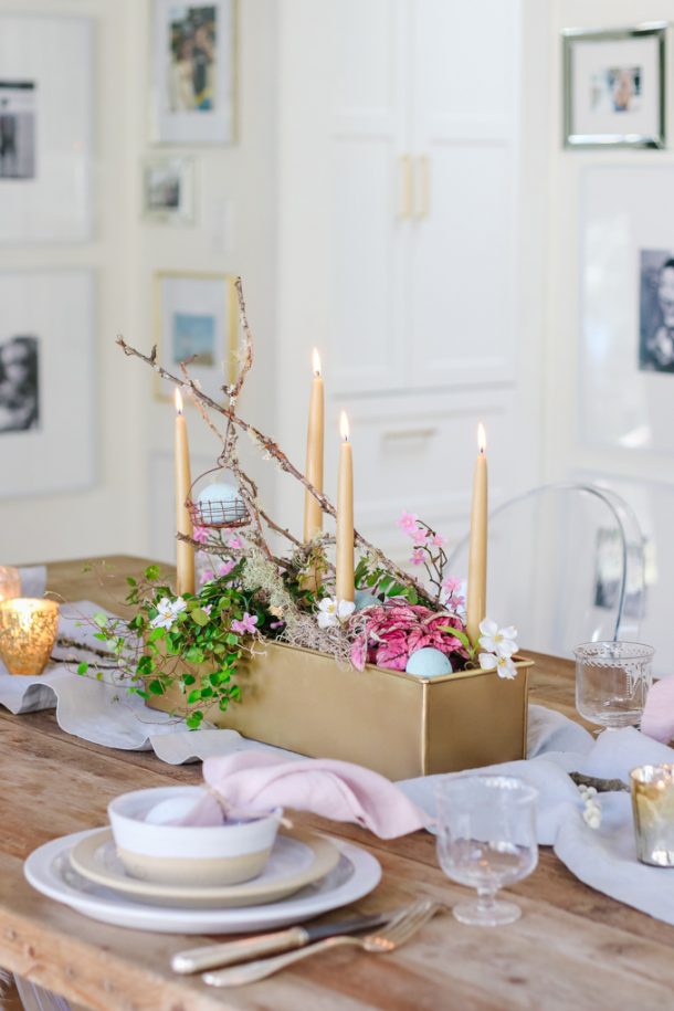 Living Centerpiece For Your Easter or Spring Table - Modern Glam