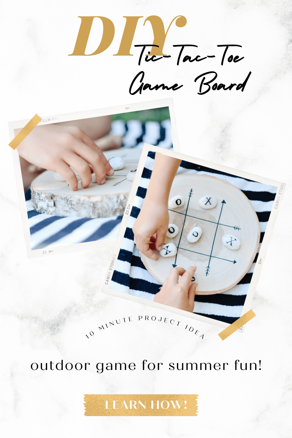 Easy DIY Tic-Tac-Toe Board Game - Modern Glam - DIY