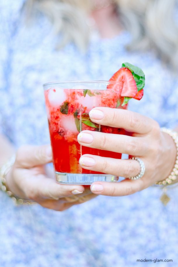 Muddled Strawberry Basil Cocktail with Vodka - Modern Glam - Recipes