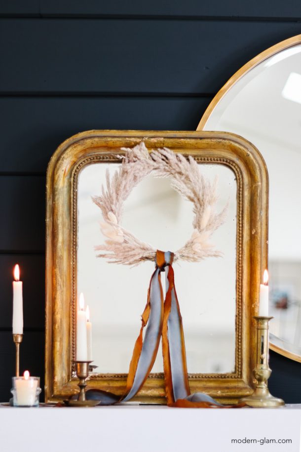 Mini Pampas Grass Wreath DIY - Modern Glam