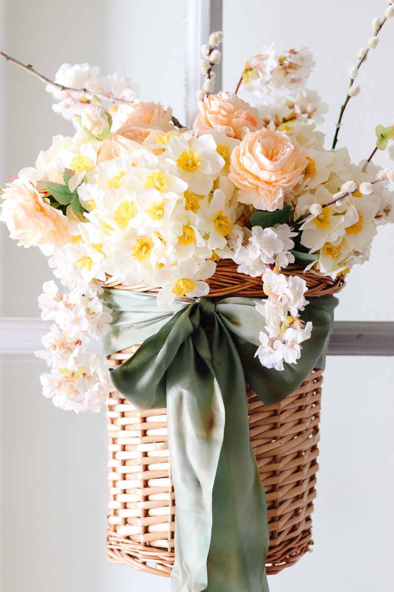 Spring Basket Arrangement For Your Front Door - Modern Glam