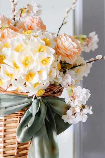 Spring Basket Arrangement For Your Front Door - Modern Glam