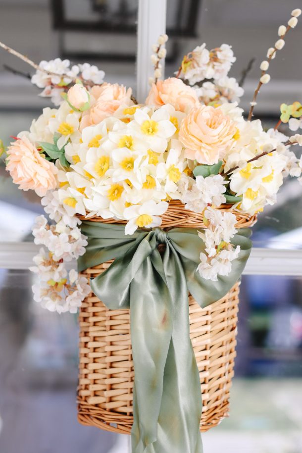 Spring Basket Arrangement For Your Front Door - Modern Glam