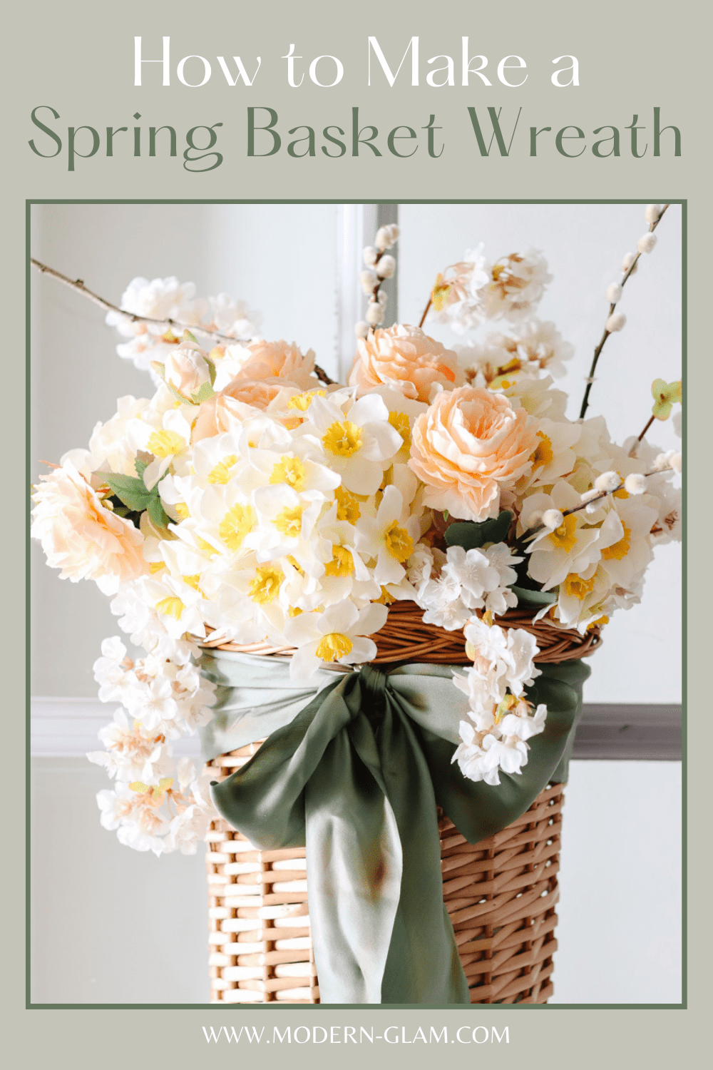 Spring Basket Arrangement For Your Front Door - Modern Glam
