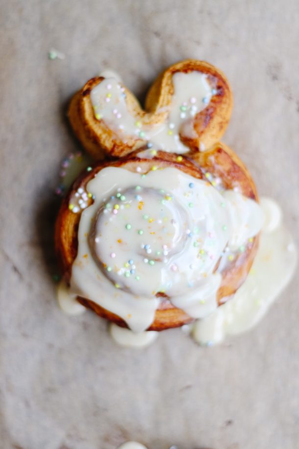 Easy Cinnamon Roll Bunnies With Orange Glaze - Modern Glam