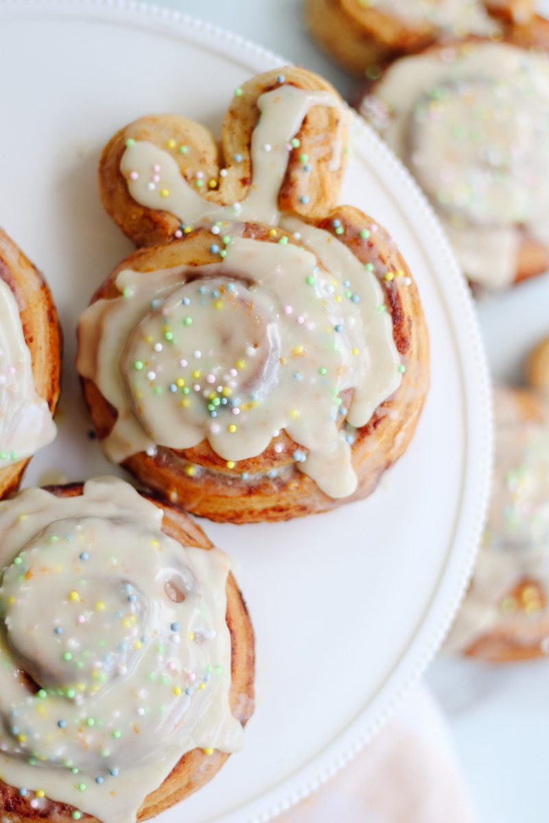 Easy Cinnamon Roll Bunnies With Orange Glaze - Modern Glam
