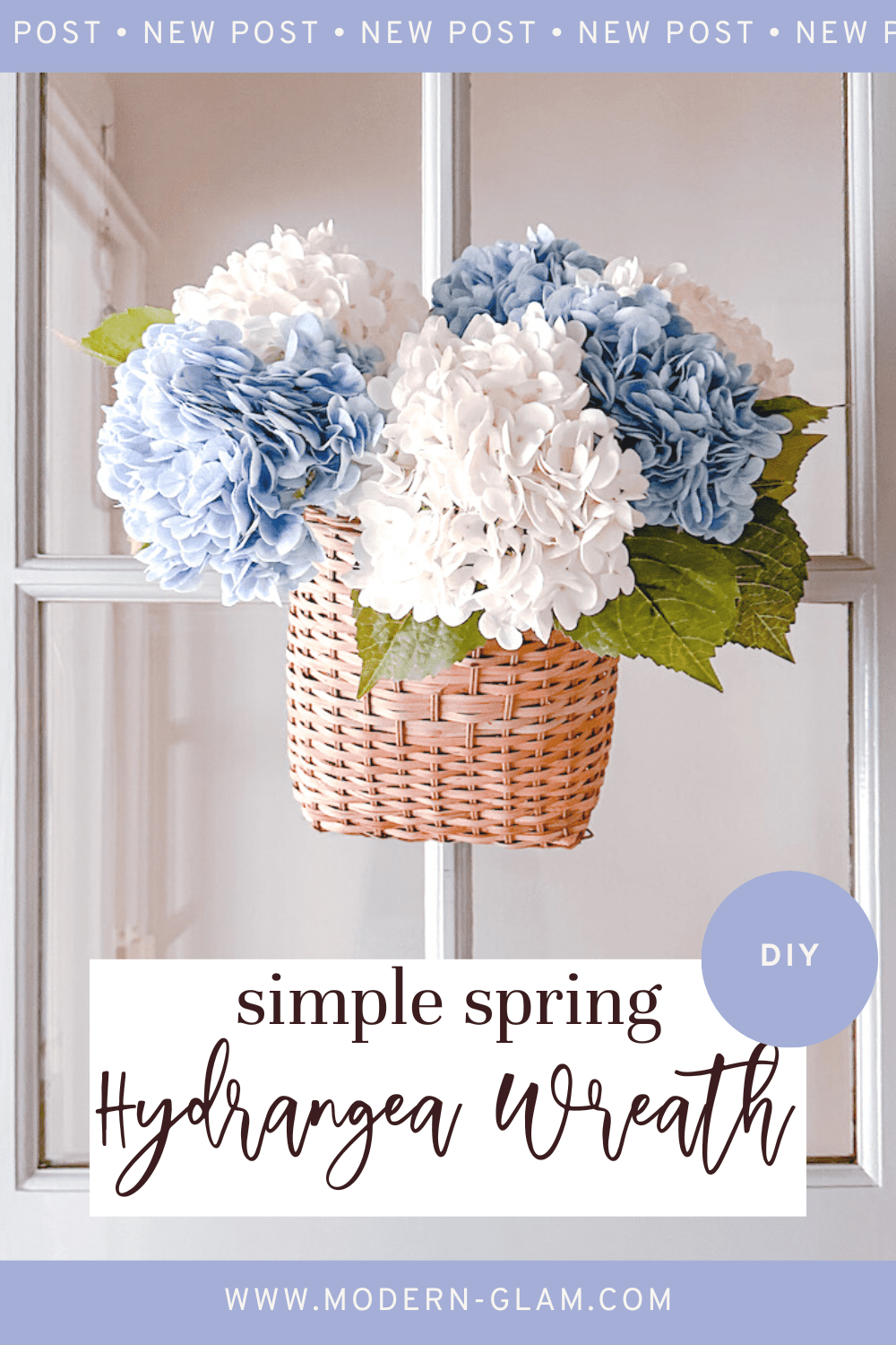 How To Make A Hydrangea Wreath In A Market Basket - Modern Glam